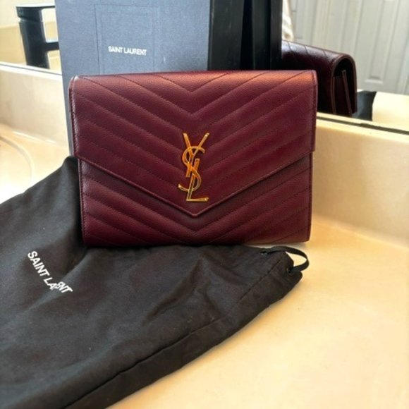 Yves Saint Laurent | Bags | Ysl New Pouch Bag Burgundy | Poshmark